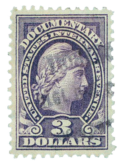 R242 - 1917-33 $3 US Internal Revenue Stamp - engraved, violet - Mystic ...
