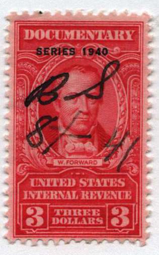 R302 - 1940 $3 US Internal Revenue Stamp - engraved, watermark, perf 11 ...