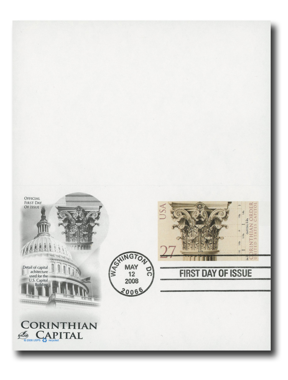 UY47 - 2008 27c Corinthian Capitol - Mystic Stamp Company