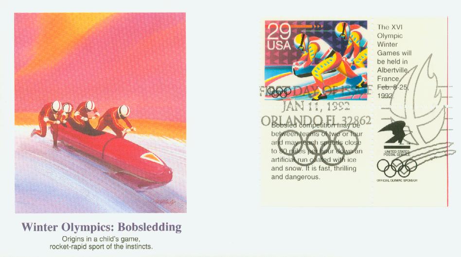 2615 - 1992 29c Winter Olympics: Bobsledding - Mystic Stamp Company