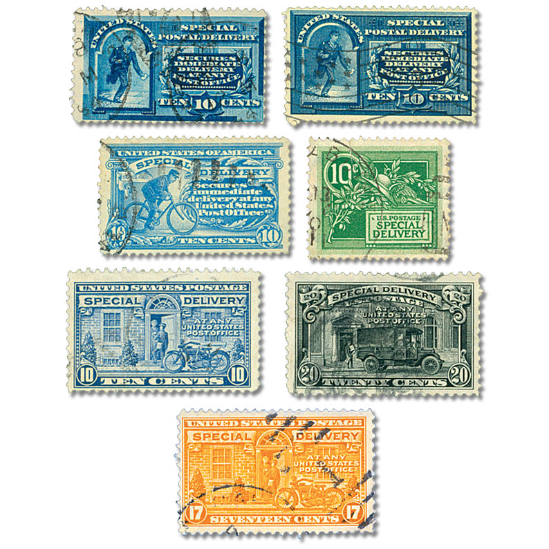 E2//18 - 1888-1931 Special Delivery Stamps, Set of 8 Stamps - Mystic ...