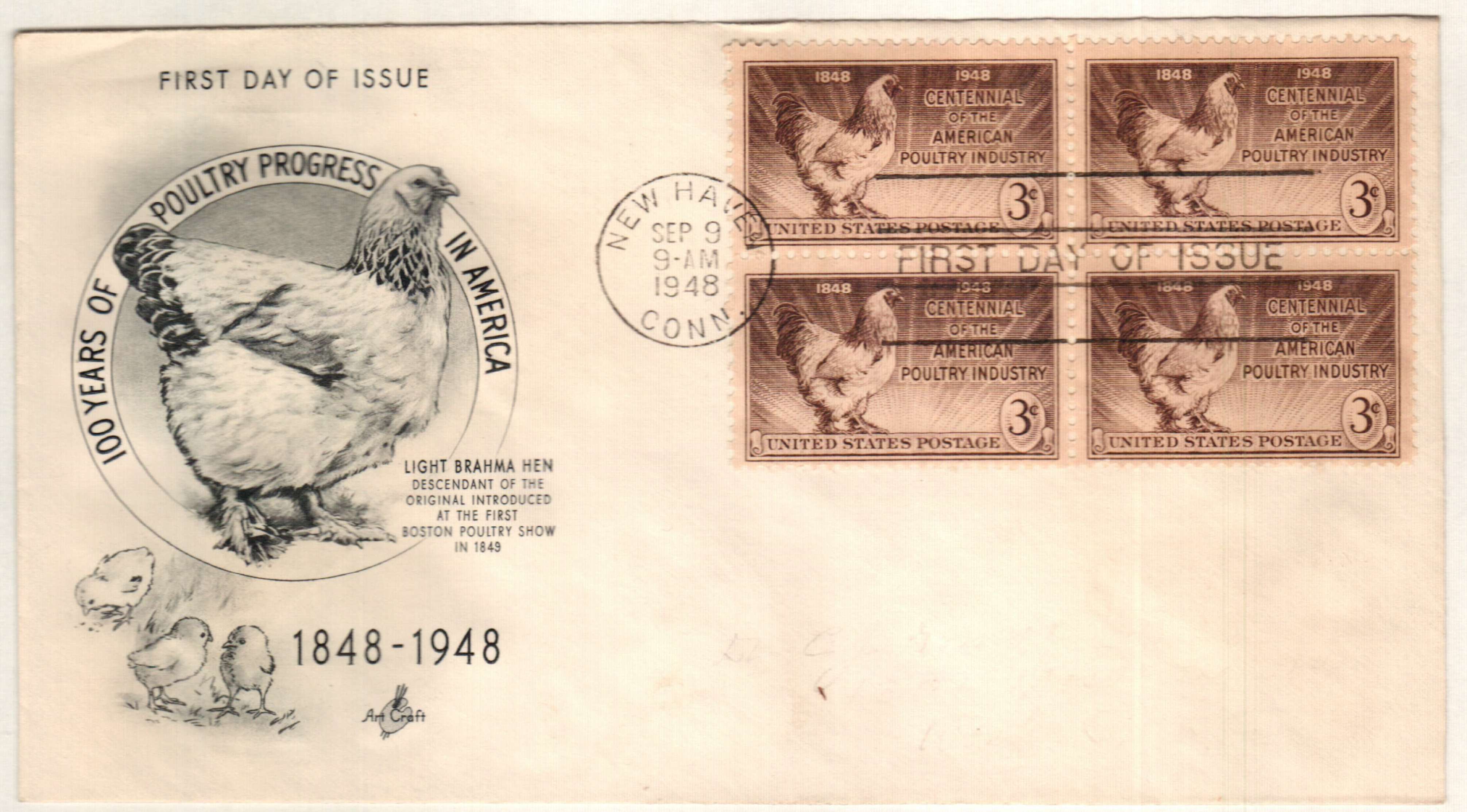 968 - 1948 3c Centennial of the American Poultry Industry - Mystic ...