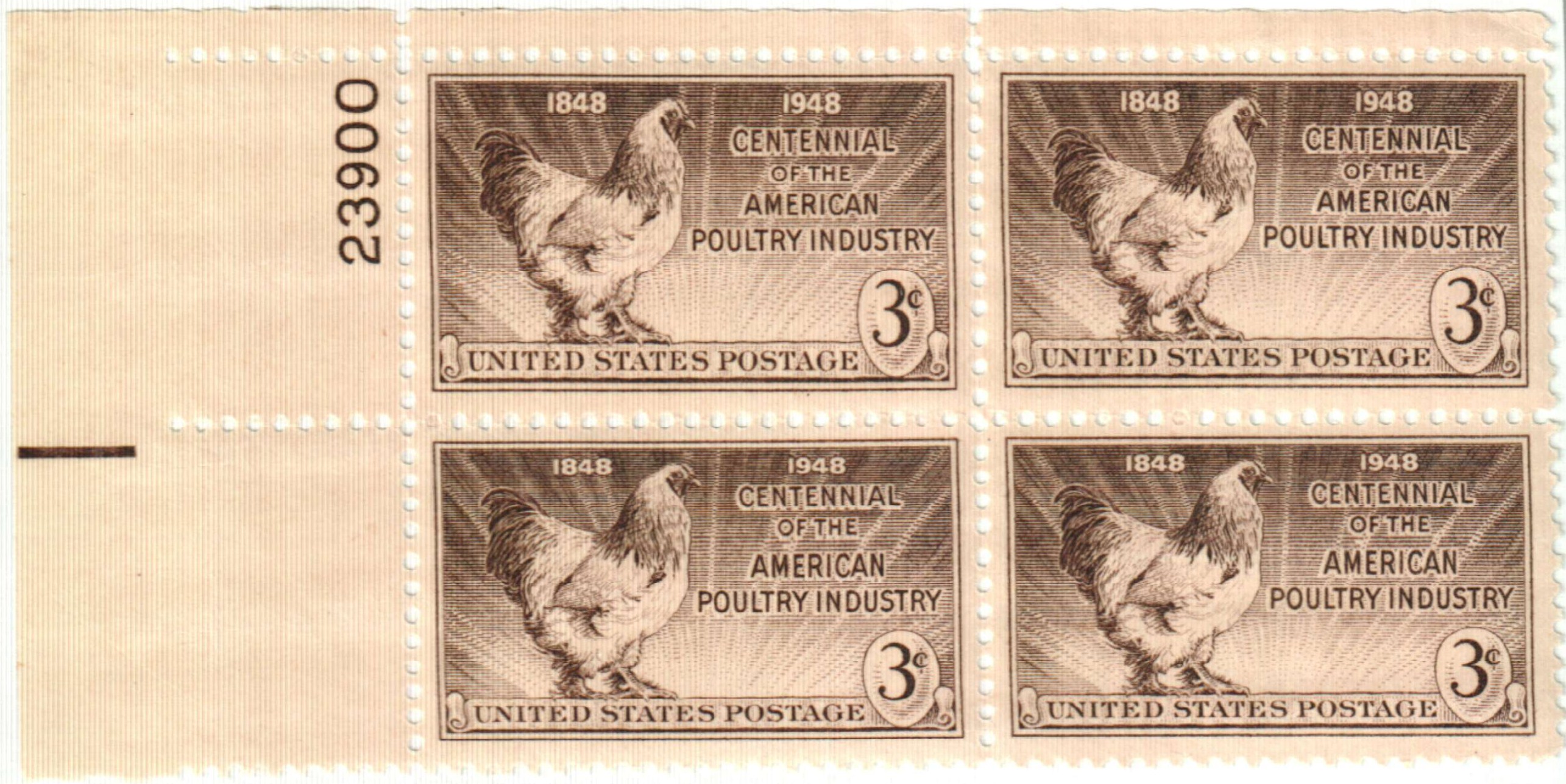 968 - 1948 3c Centennial of the American Poultry Industry - Mystic ...