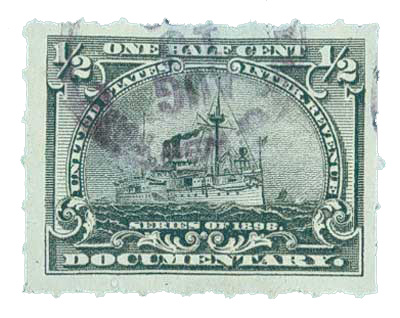 R162 - 1898 1/2c US Internal Revenue Stamp -Battleship, dark gray ...