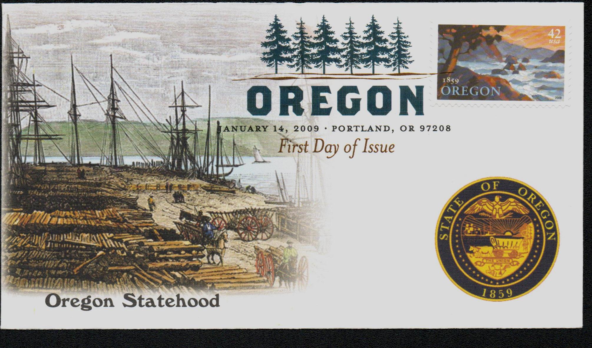 4376 - 2009 42c Oregon Statehood - Mystic Stamp Company