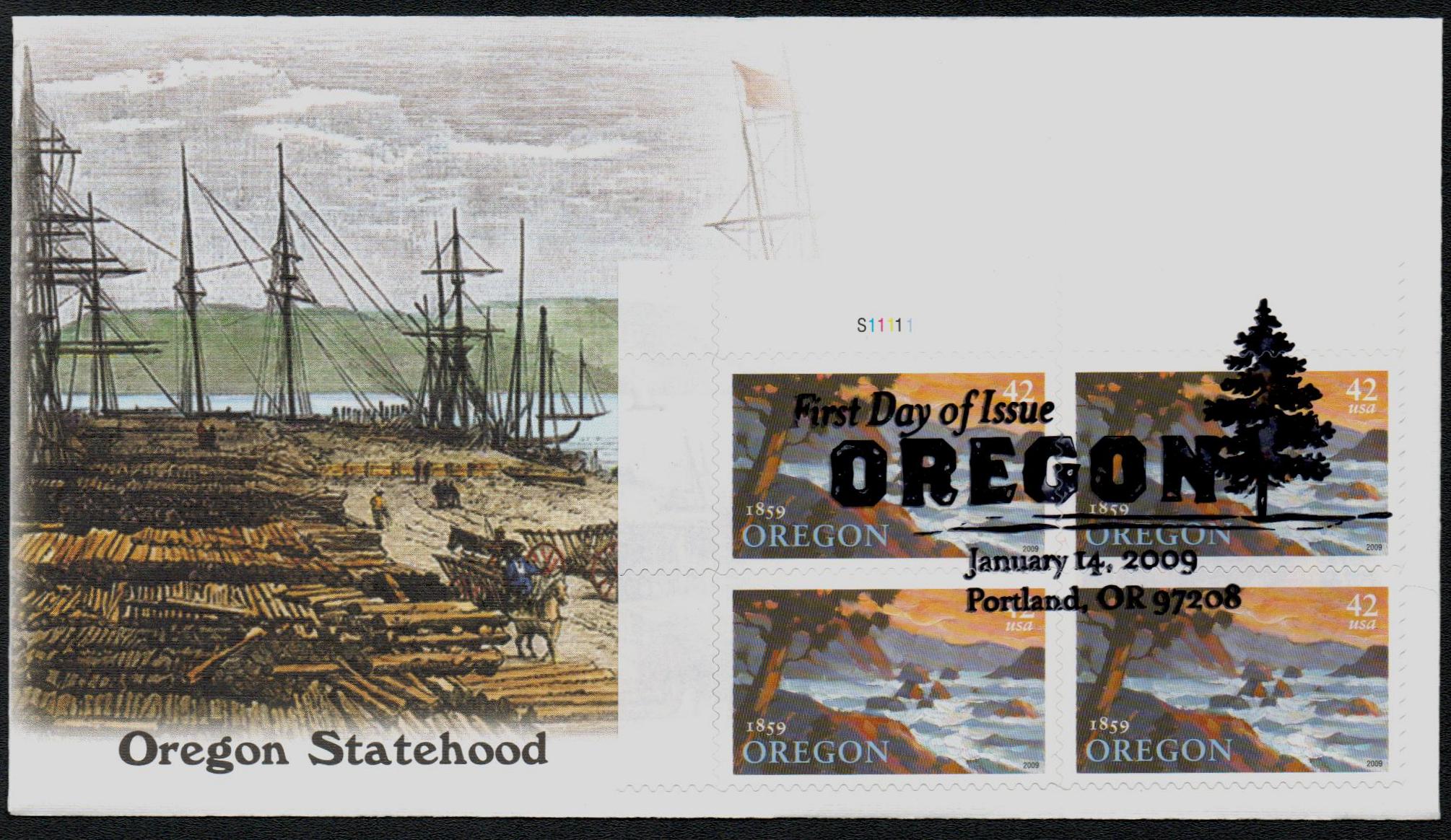 4376 - 2009 42c Oregon Statehood - Mystic Stamp Company