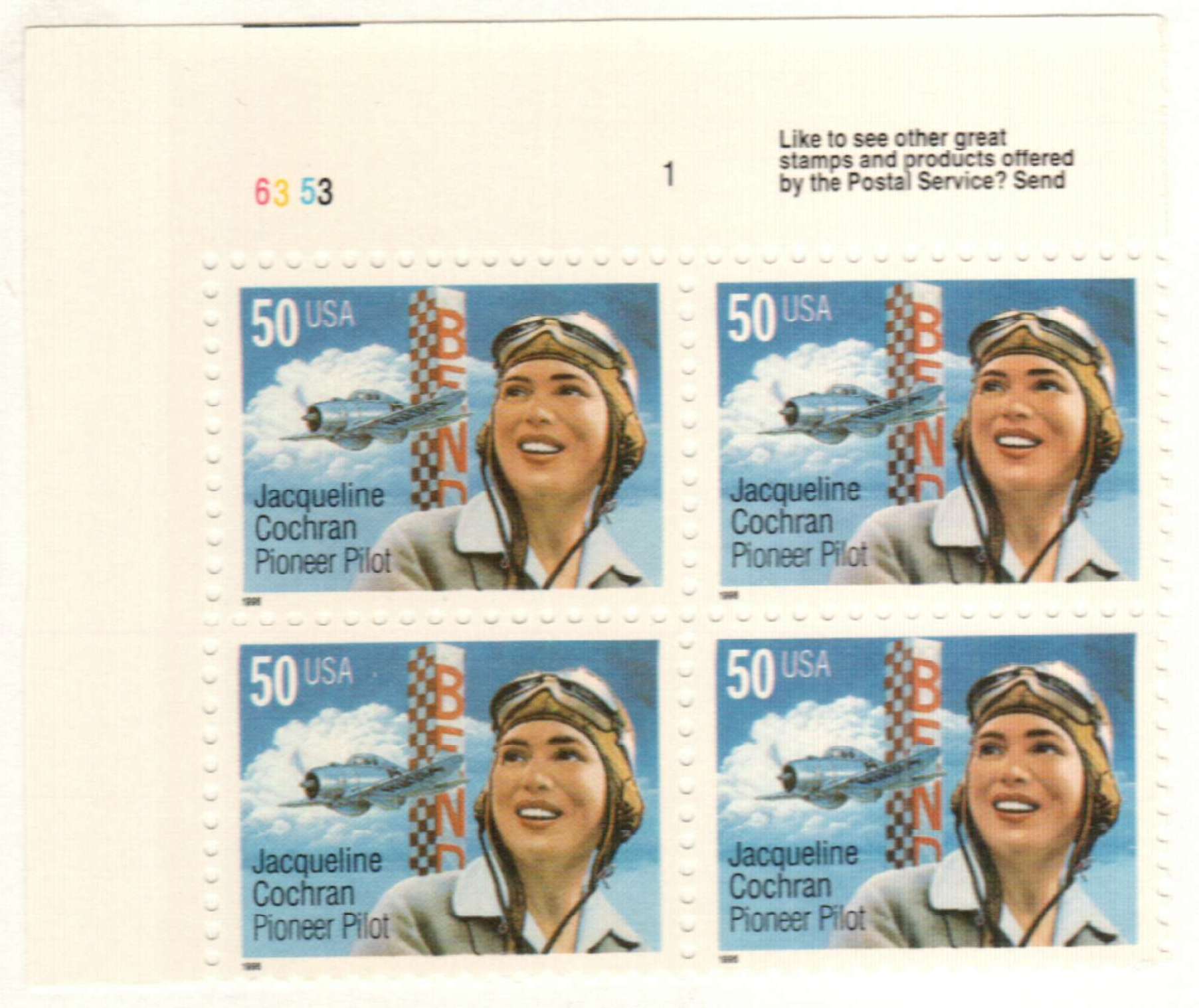 3066 - 1996 50c Jacqueline Cochran - Mystic Stamp Company