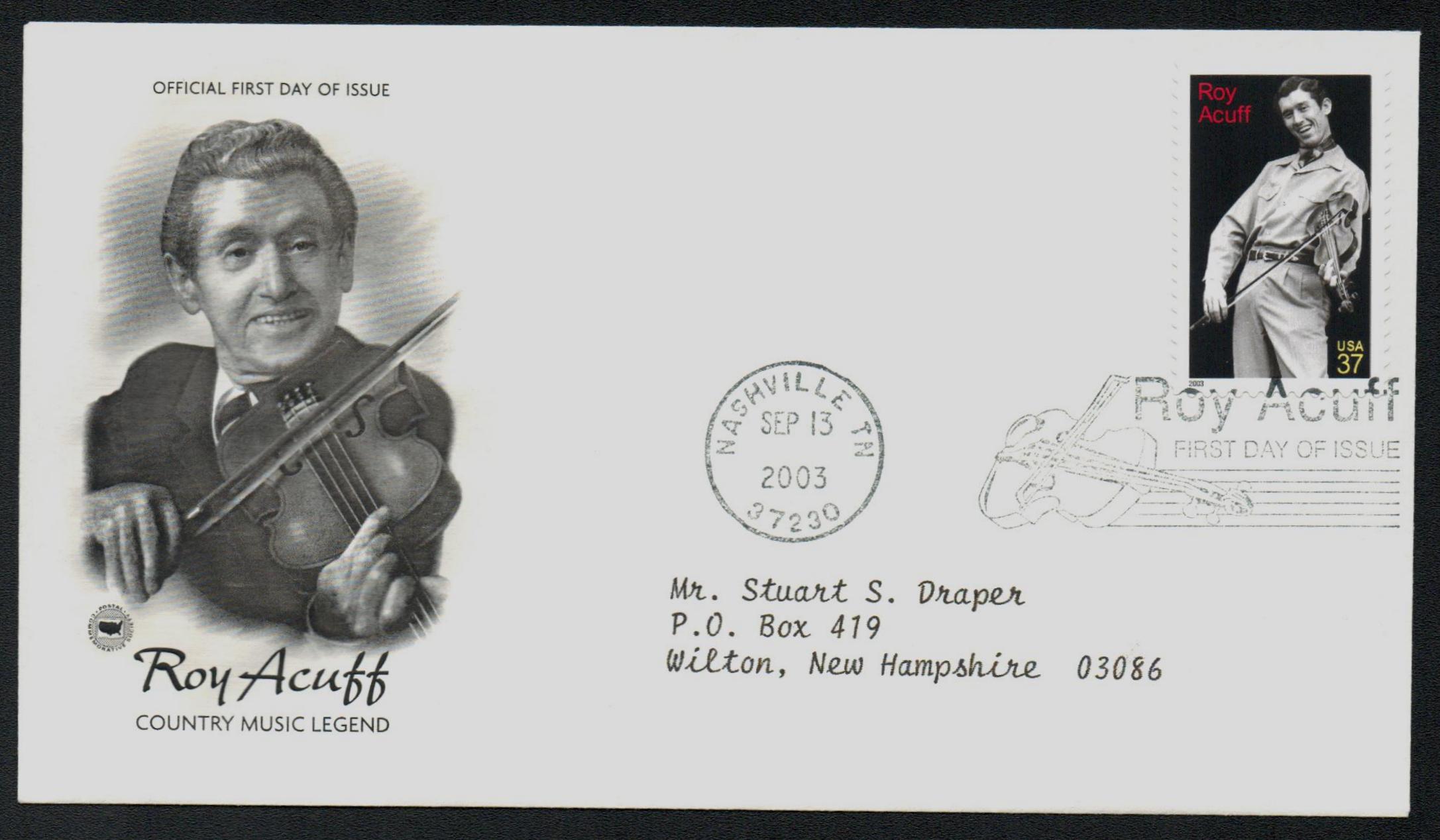3812 - 2003 37c Roy Acuff - Mystic Stamp Company