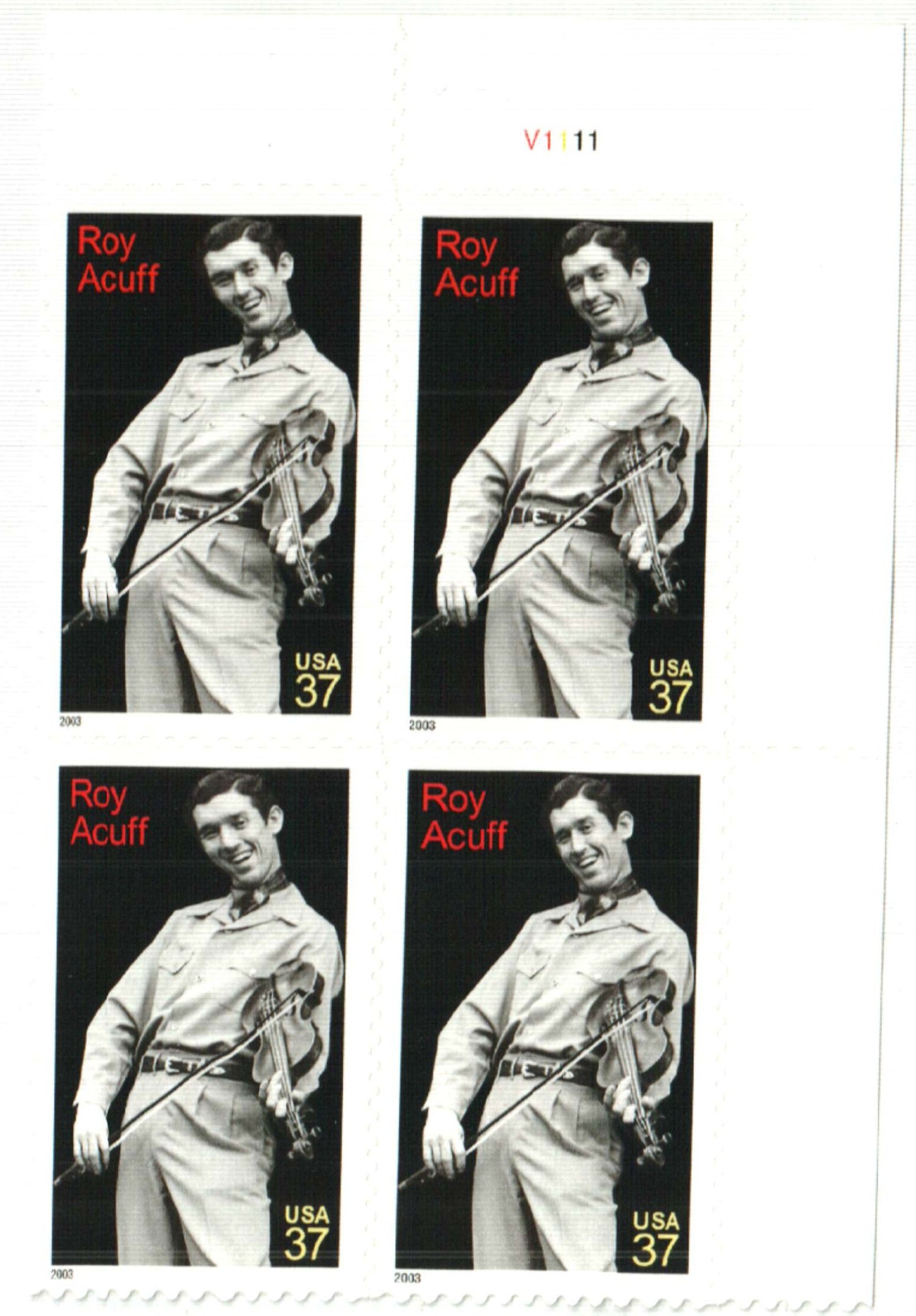 3812 - 2003 37c Roy Acuff - Mystic Stamp Company