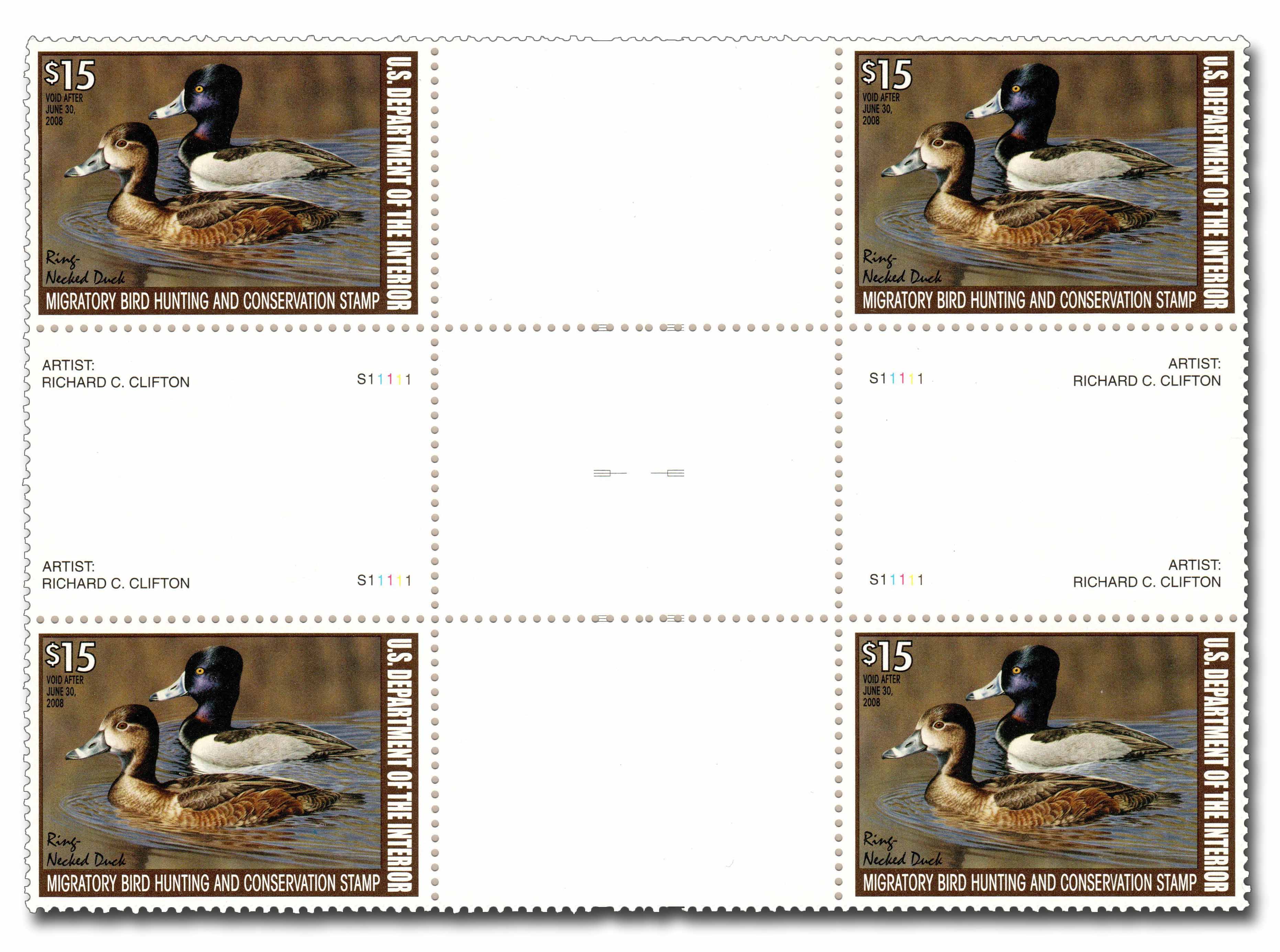 RW74 - 2007 $15.00 Federal Duck Stamp - Ring-Necked Duck - Mystic Stamp ...