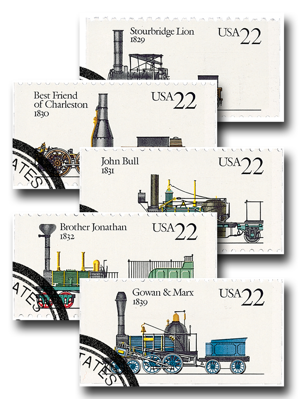 2362-66 - 1987 22c Steam Locomotives - Mystic Stamp Company