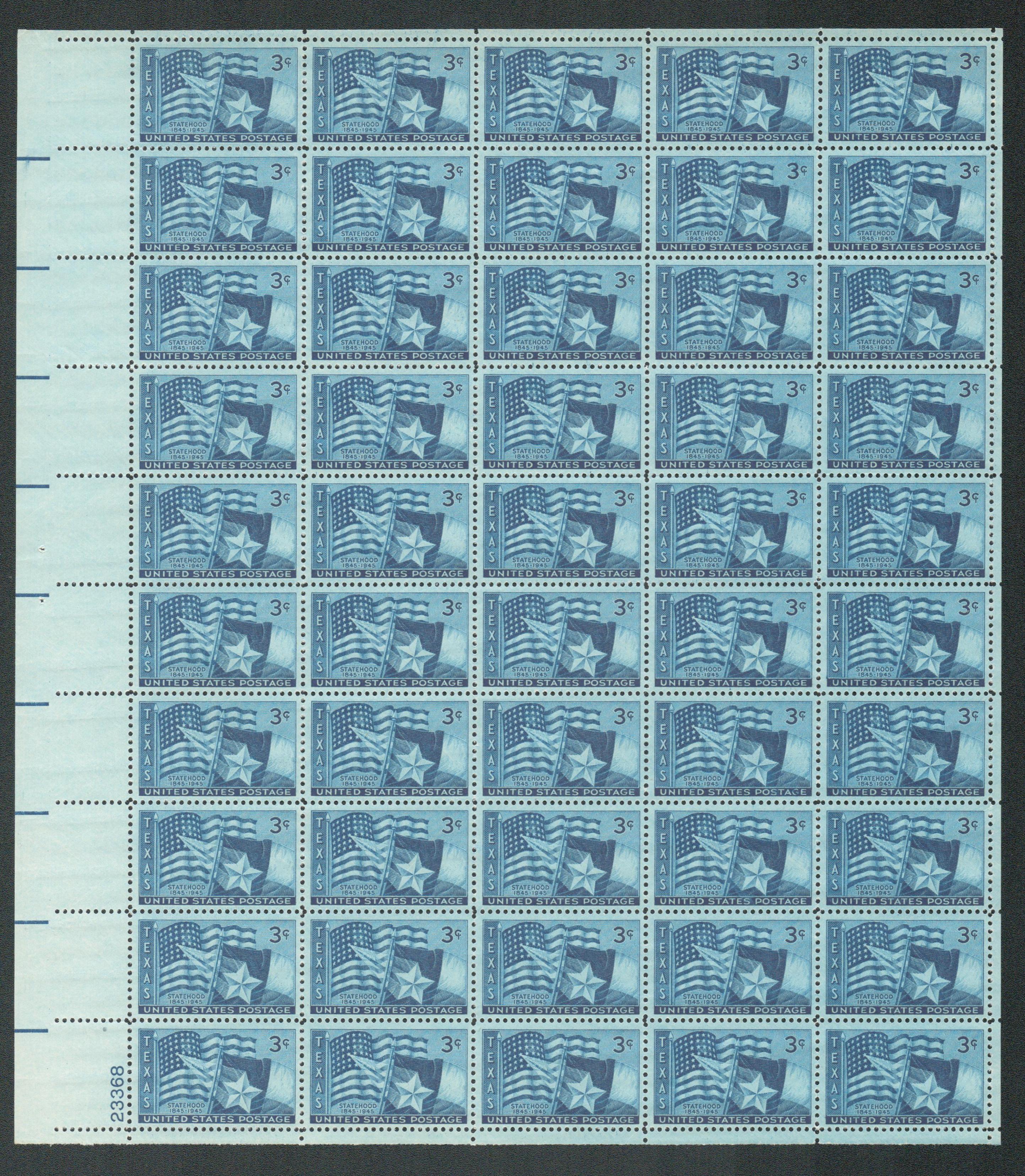 938 - 1945 3c Texas Statehood - Mystic Stamp Company