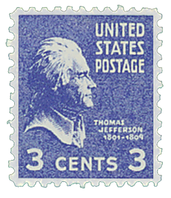 807(CF1) - 1938 #807 Jefferson, Perforated Counterfeit - Mystic Stamp ...