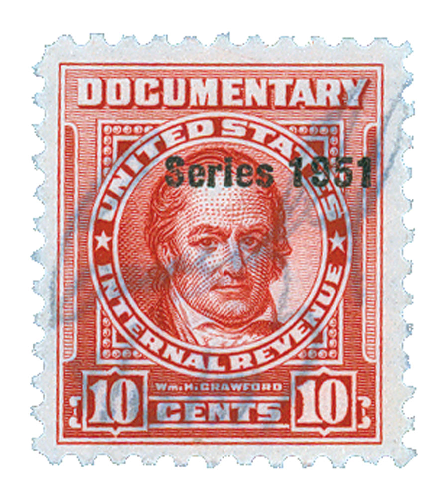 R567 - 1951 10c US Internal Revenue Stamp - watermark, perf 11, carmine ...