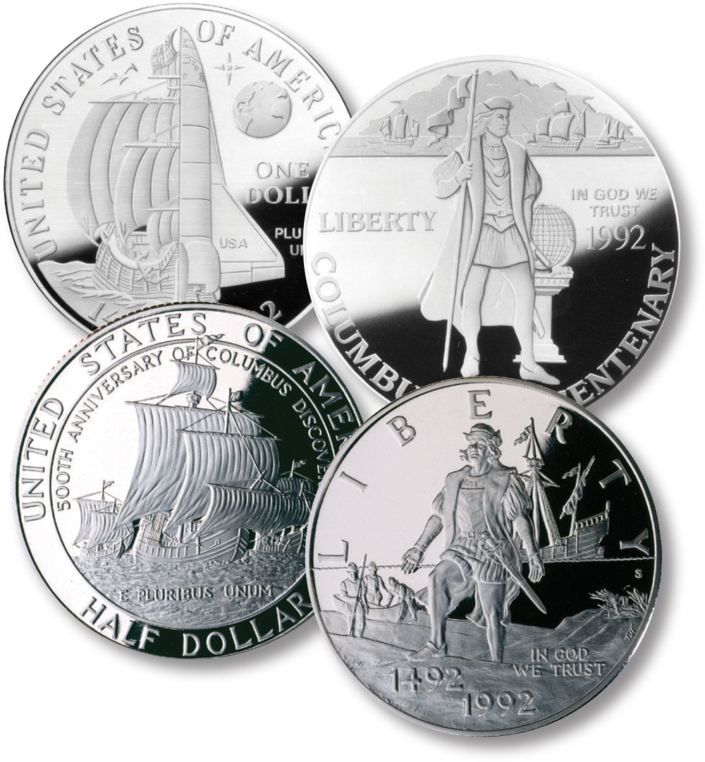 M12060 - 1992 Columbus Quincentenary Clad Half Dollar and Silver Dollar ...