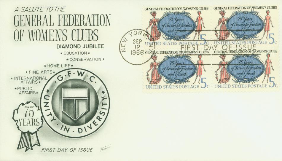 1316 - 1966 5c General Federation of Women's Clubs - Mystic Stamp Company