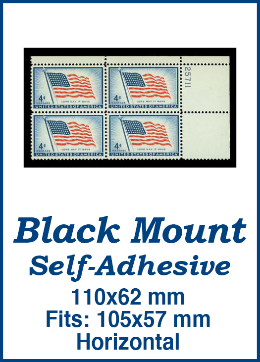 MM5619 - 110x62mm 25 Horizontal Black Self-Adhesive Mounts - Mystic ...