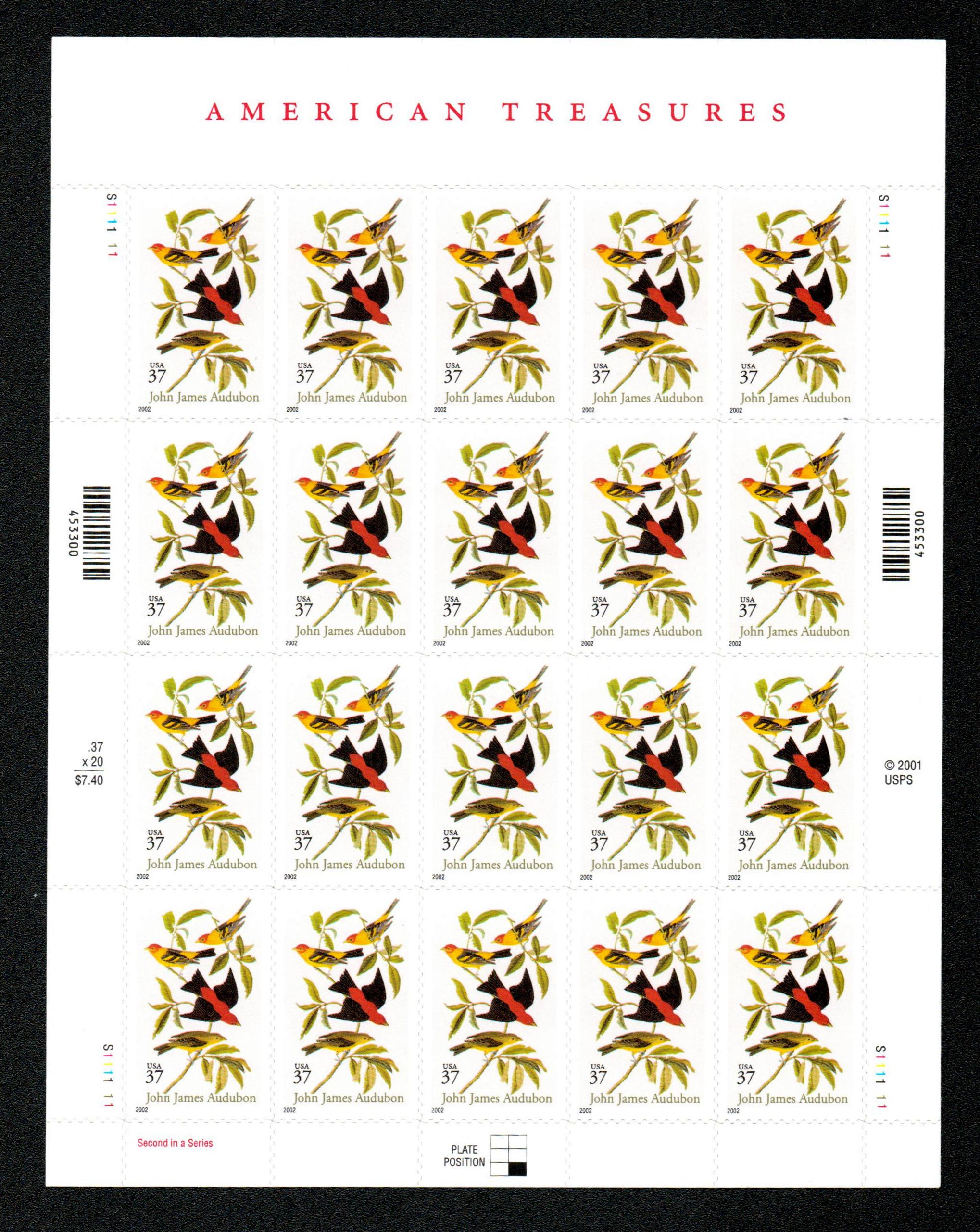 3650 - 2002 37c John James Audubon - Mystic Stamp Company