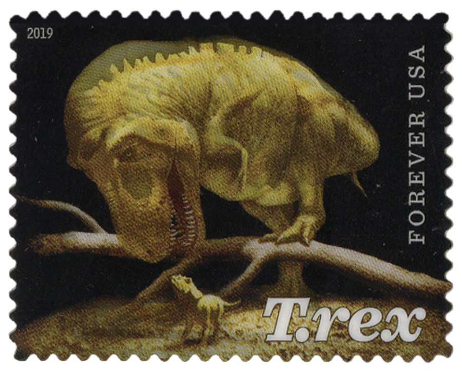 5412 - 2019 First-Class Forever Stamp - T. Rex Fossil - Mystic Stamp ...