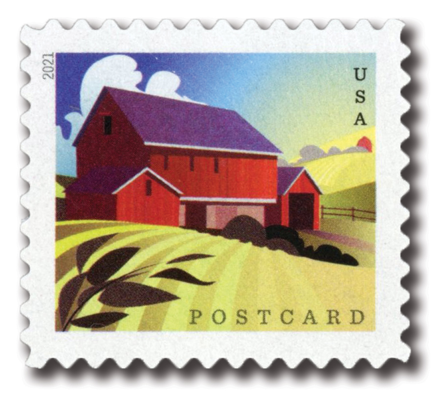 5548 - 2021 36c Barns: Forebay Barn in Spring - Mystic Stamp Company