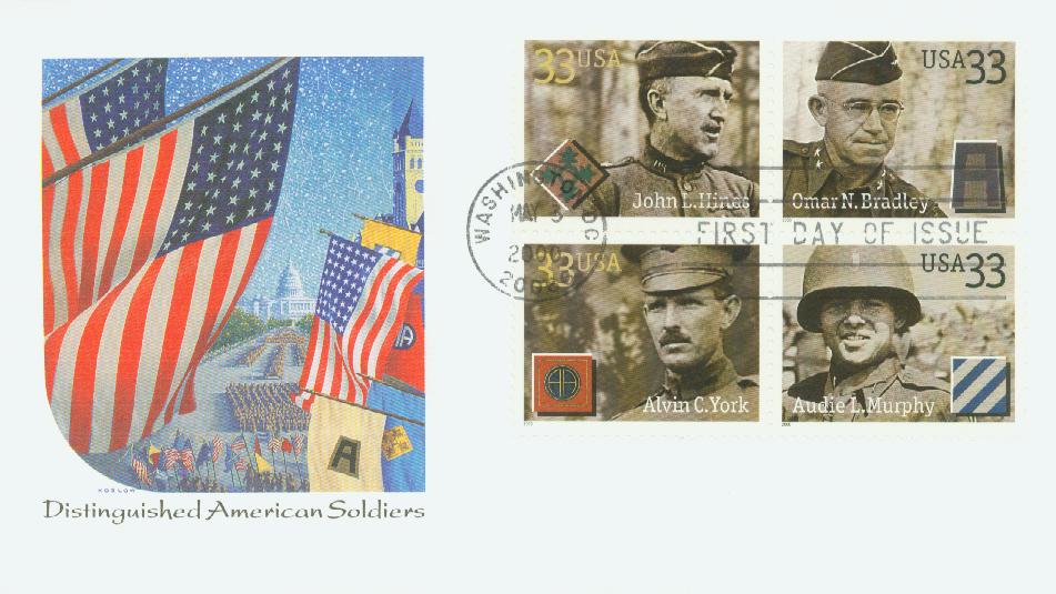 3393-96 - 2000 33c Distinguished Soldiers - Mystic Stamp Company