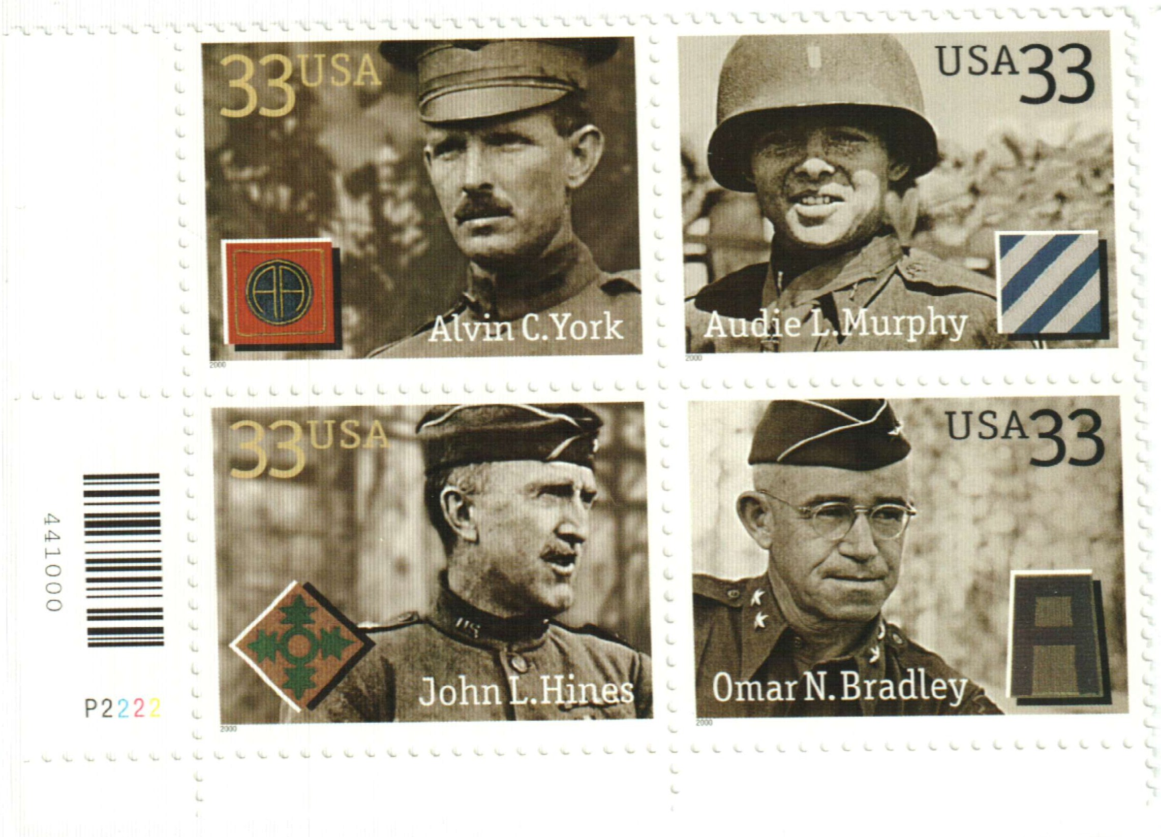 3393-96 - 2000 33c Distinguished Soldiers - Mystic Stamp Company