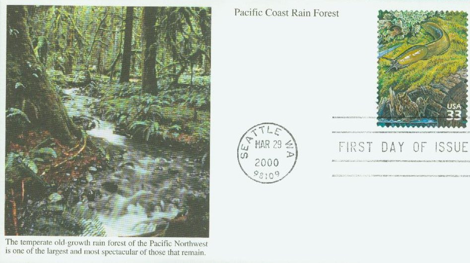 3378j - 2000 33c Pacific Coast Rain Forest: Foliose Lichen and Banana ...