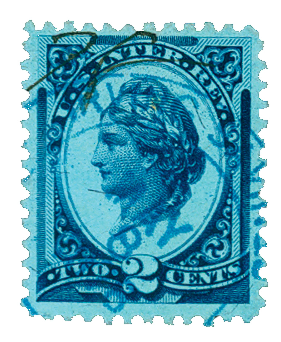 R152a - 1875-78 2c US Internal Revenue Stamp - silk paper, blue ...