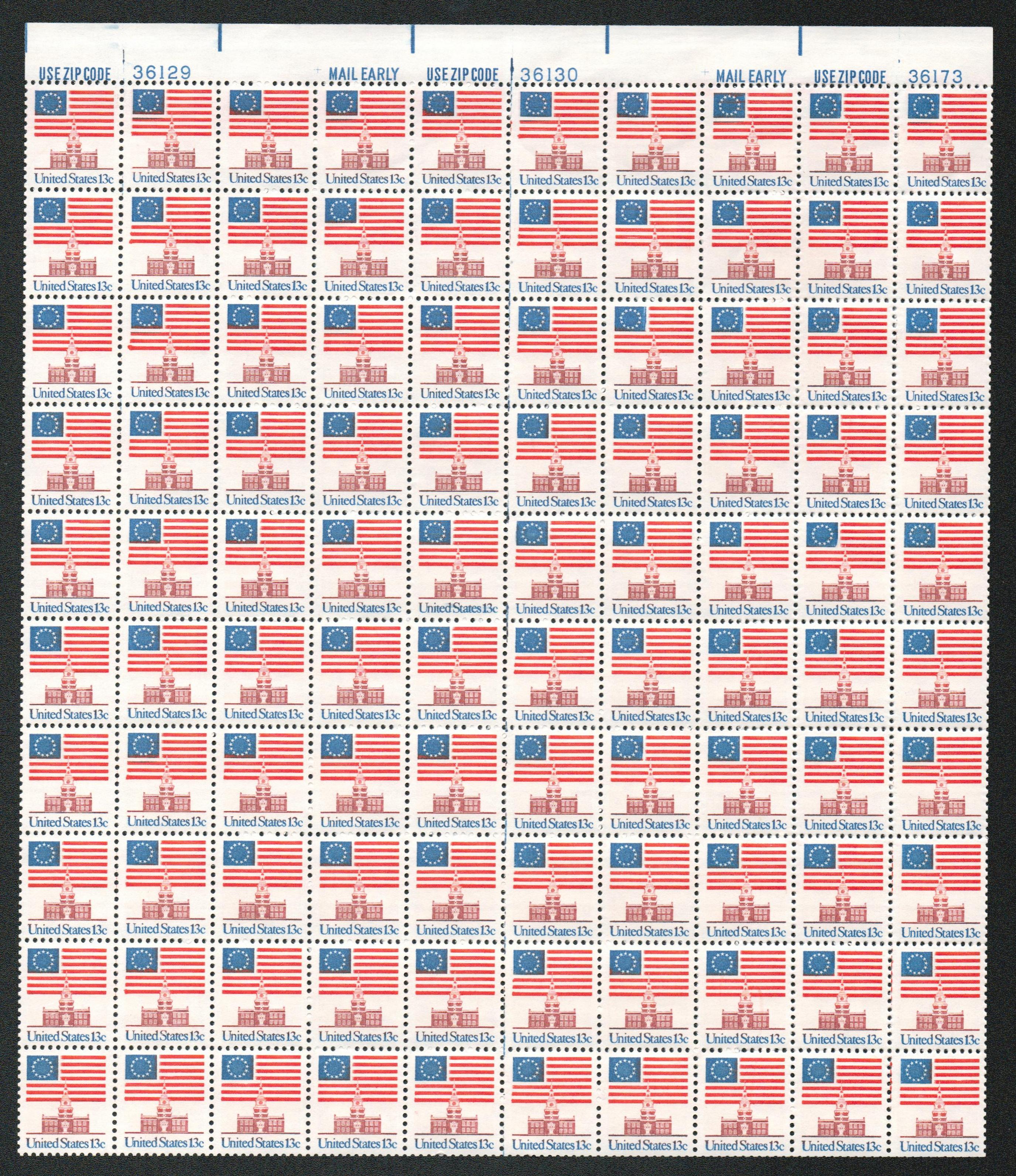 1622 - 1975 13c Flag Over Independence Hall - Mystic Stamp Company