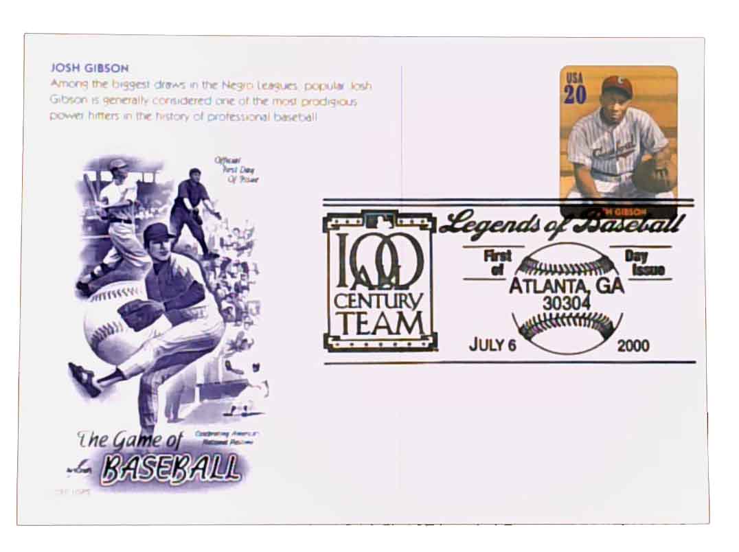 UX354 - 2000 20c Josh Gibson PC FDC - Mystic Stamp Company