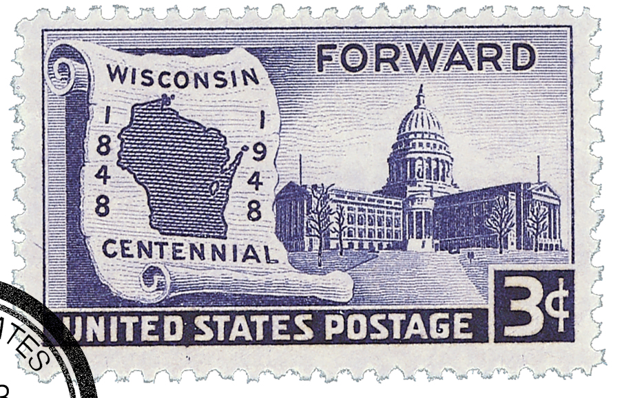 957 - 1948 3c Wisconsin Statehood - Mystic Stamp Company
