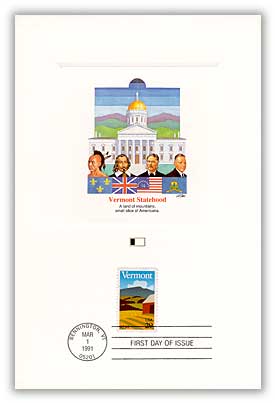 55851 - 1991 Vermont Statehood 29c Proofcard - Mystic Stamp Company