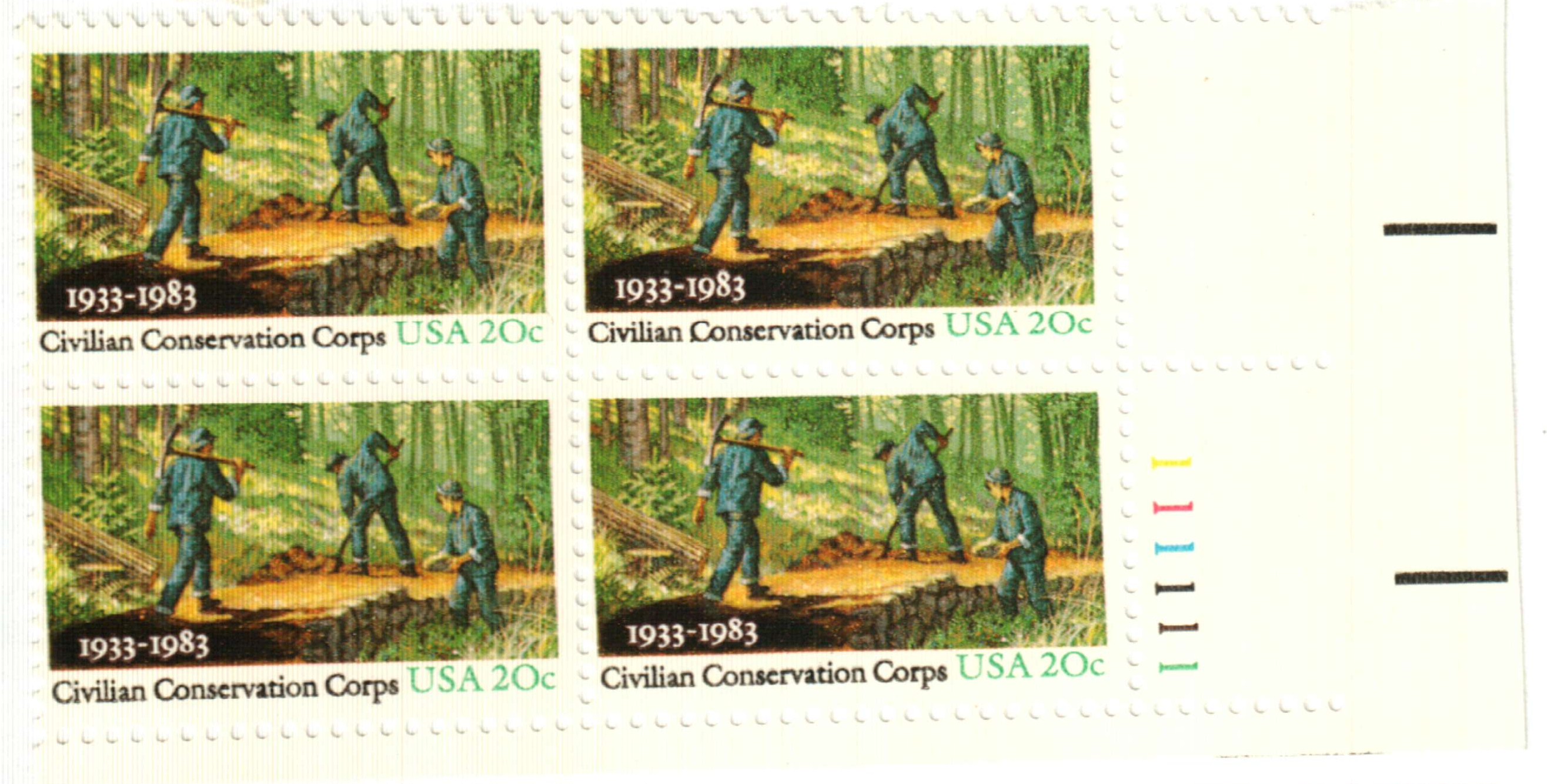 2037 - 1983 20c Civilian Conservation Corps 50th anniversary - Mystic ...