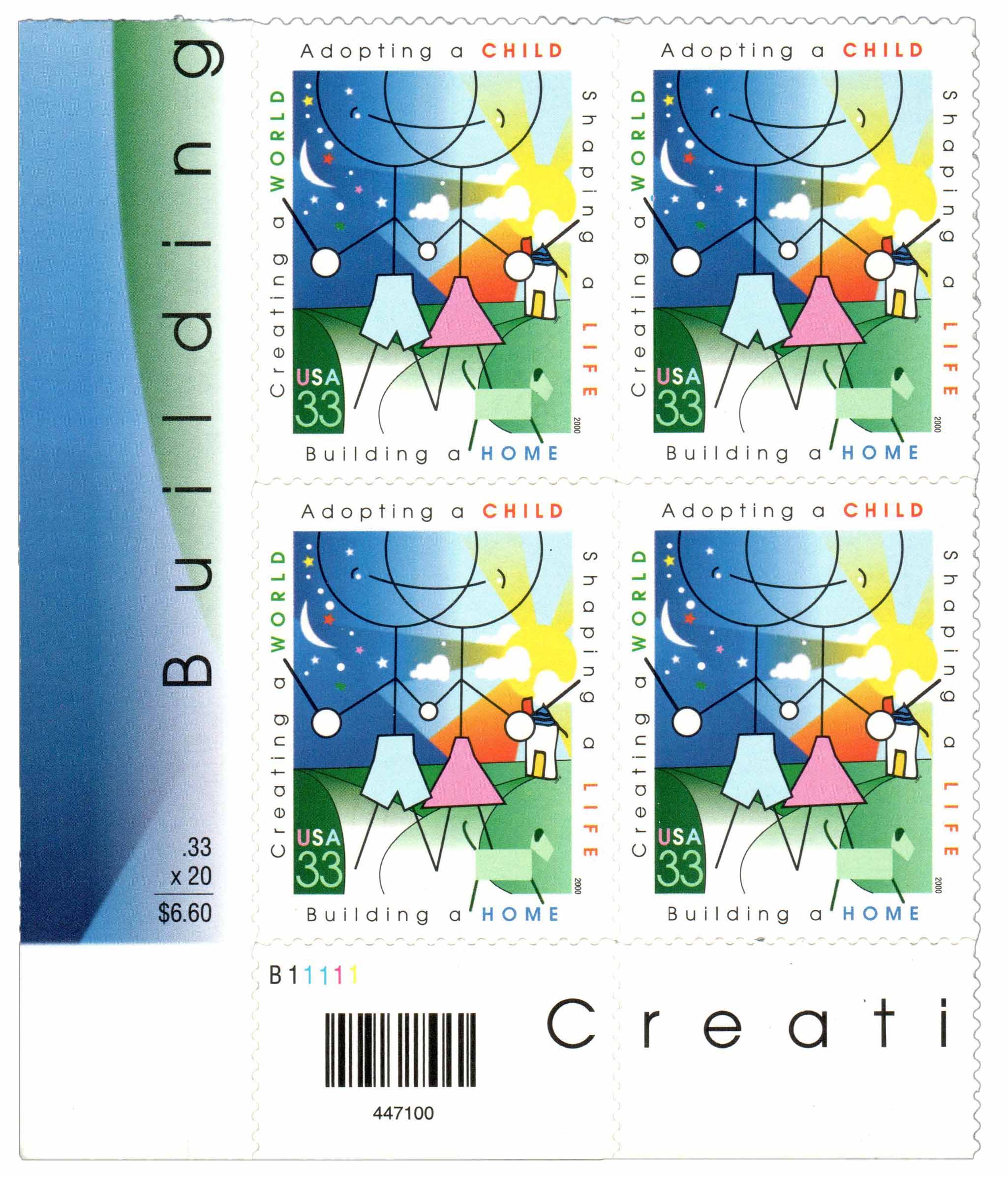 3398 - 2000 33c Adoption - Mystic Stamp Company