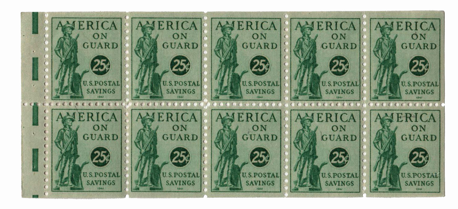PS12b - 1941 25c Postal Savings booklet stamp, blue green - Mystic ...