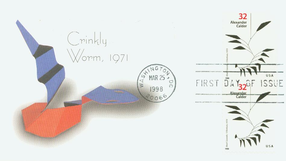 3198 - 1998 32c Alexander Calder: "Black Cascade, 13 Verticals ...