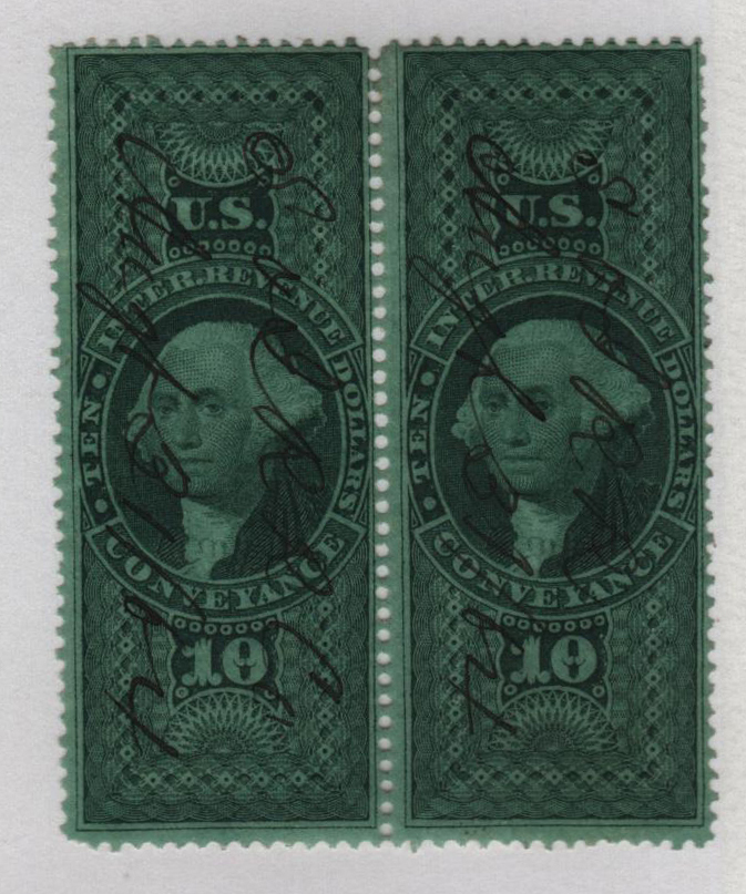 R94 - 1862-71 $10 US Internal Revenue Stamp - Conveyance, old paper ...