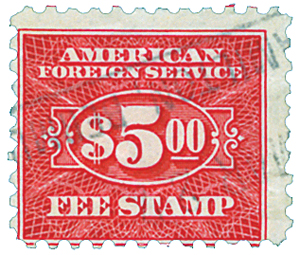 RK30 - 1925-52 $5 carmine, fee stamp - Mystic Stamp Company