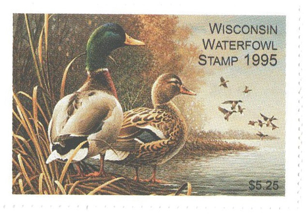 SDWI18 - 1995 Wisconsin State Duck Stamp - Mystic Stamp Company