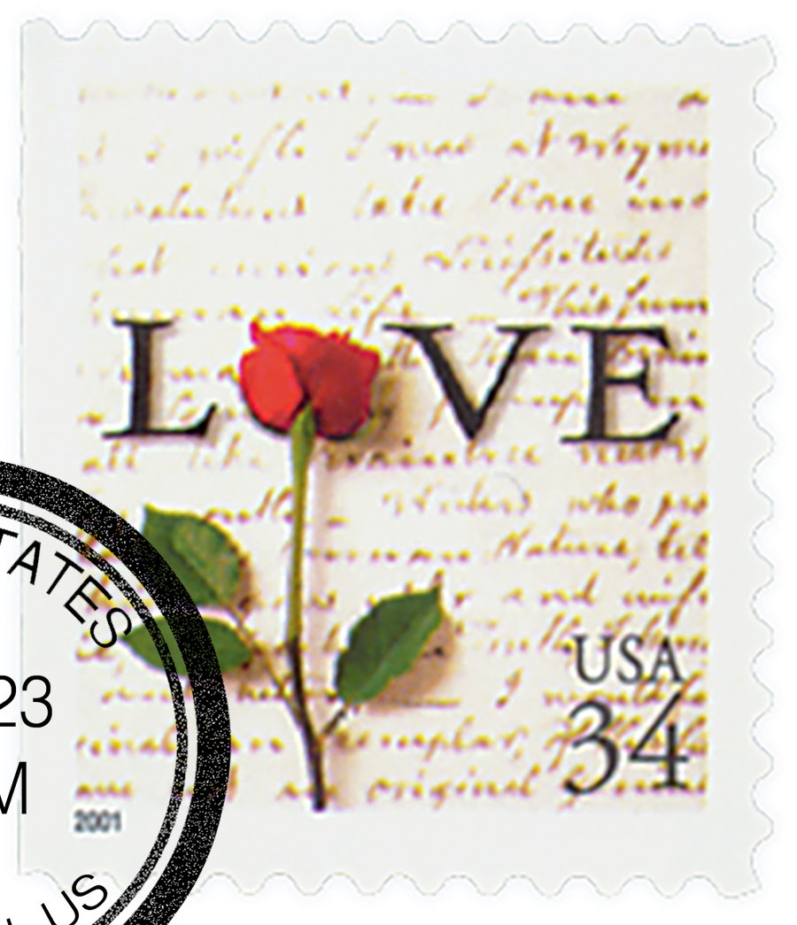 3498 - 2001 34c Love Series: Rose and Love Letter, booklet single ...