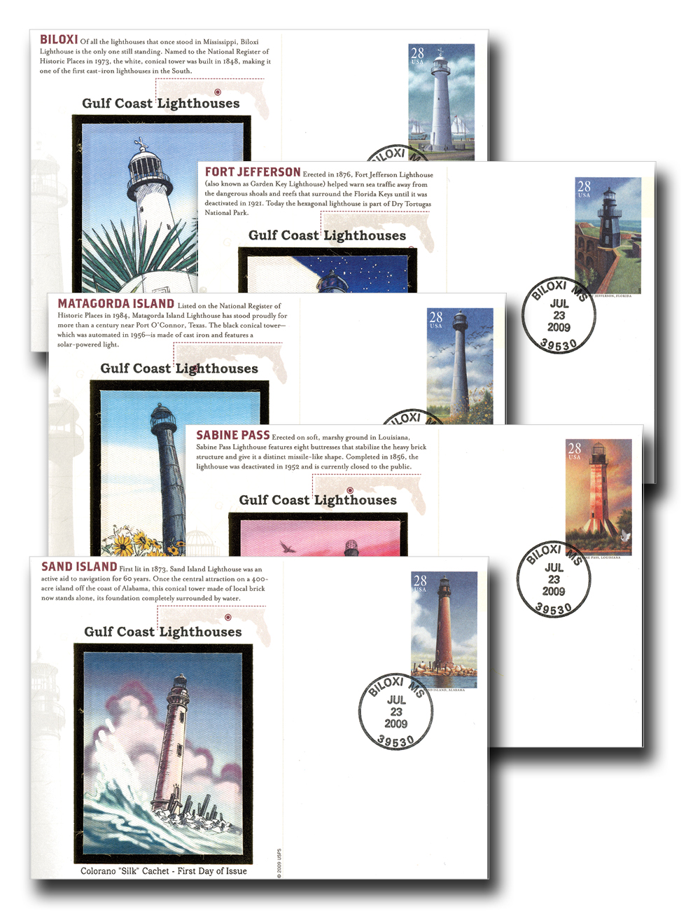 UX562-66 - 2009 28c Gulf Coast Lighthouses - Mystic Stamp Company
