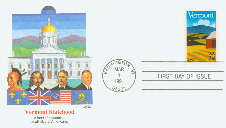 2533 - 1991 29c Vermont Statehood - Mystic Stamp Company