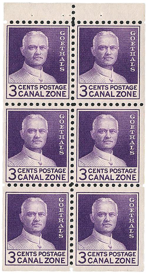 CZ117a - 1934 3c Canal Zone - Booklet pane of 6, red violet - Mystic ...