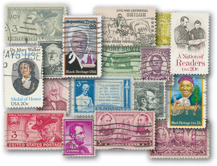 MUS001 - 1926-86 Historical Civil War Stamps, Set of 17, Used - Mystic ...