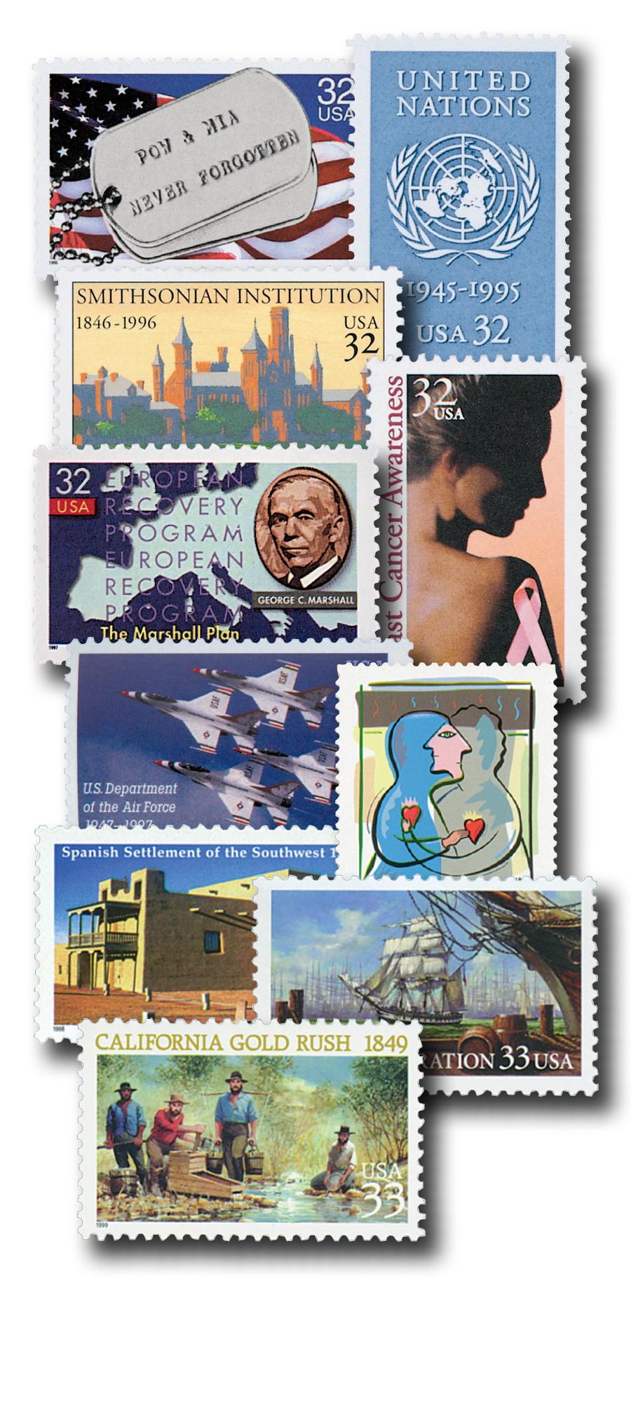 2948//3369 - 1995-99 US Commemorative Collection, Set of 279 Stamps ...