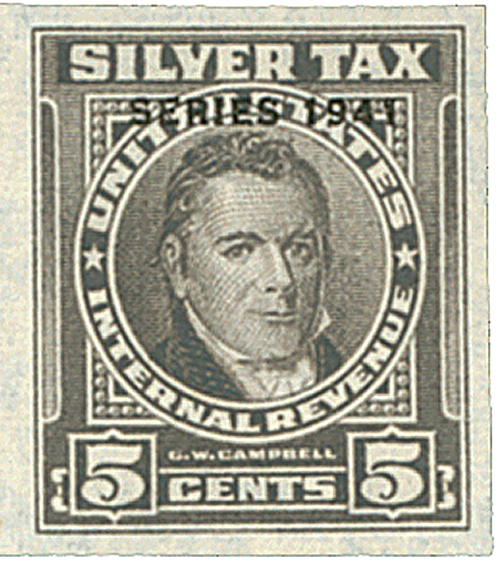RG62 - 1941 5c Silver Tax, gray, overprint '1941' - Mystic Stamp Company