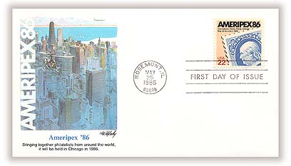 2145 - 1985 22c Ameripex '86 - Mystic Stamp Company