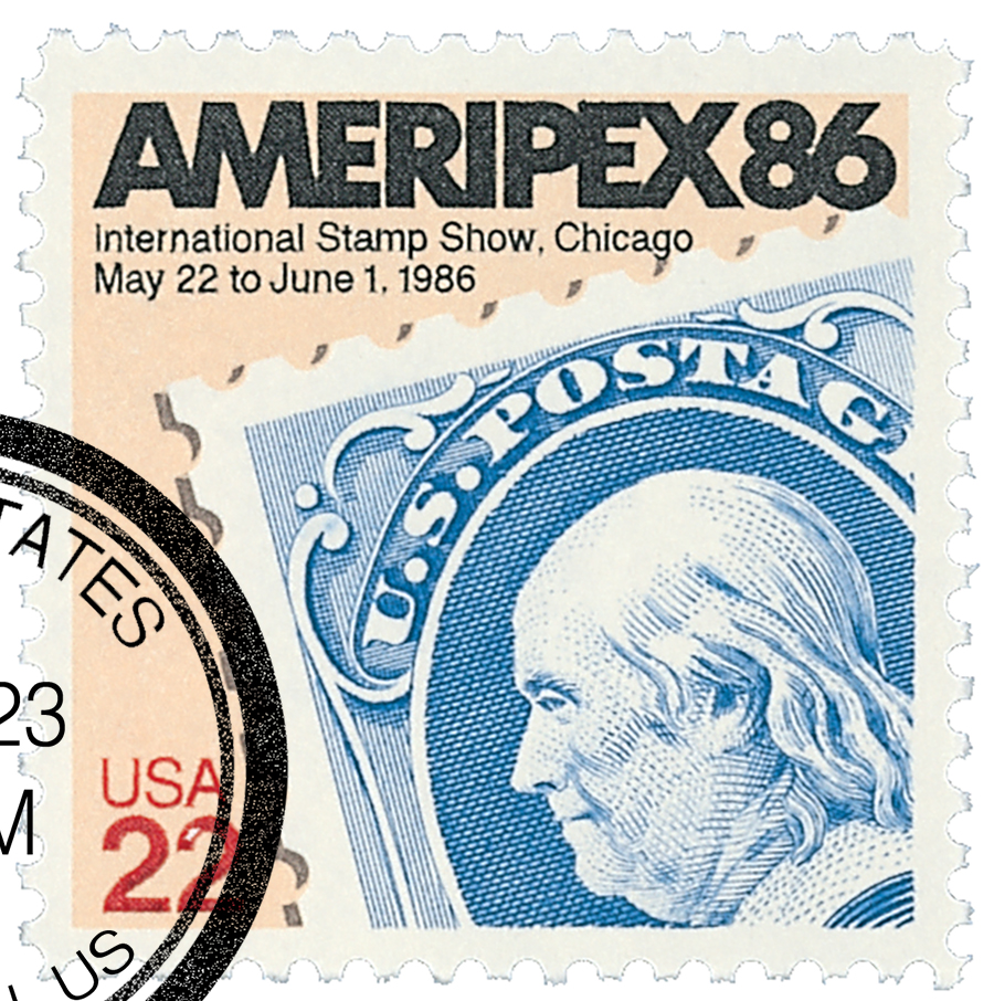 2145 - 1985 22c Ameripex '86 - Mystic Stamp Company