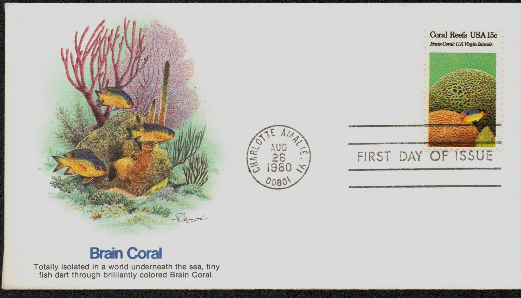 1827 - 1980 15c Coral Reefs: Brain Coral - Mystic Stamp Company