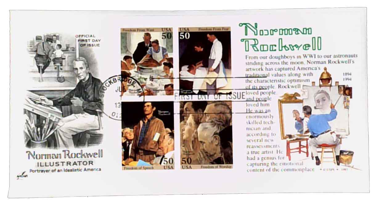 2840 - 1994 50c Norman Rockwell, souvenir sheet - Mystic Stamp Company